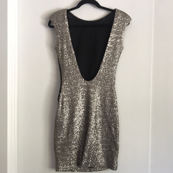 Zara | Dresses | Zara Silver Sequence Open Back Dress | Poshmark